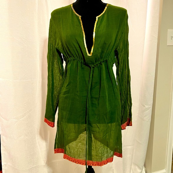 Tops | Unique Beachy Top From St Barths Sheer Green With Details Galore ...